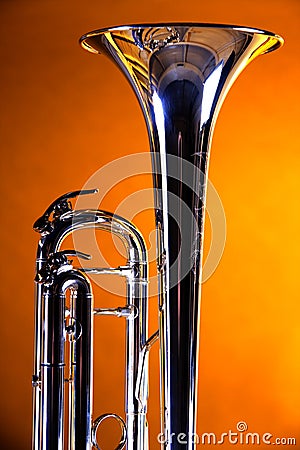Trumpet Bell On Gold Background Royalty-Free Stock Photography ...