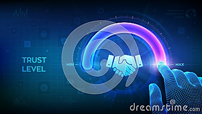 Trust Levels Knob Button. Increasing Confidence Level. Wireframe Hand ...