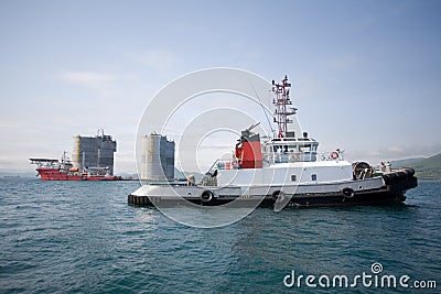 Tugs At The Base Offshore Oil Platform Stock Photo | CartoonDealer.com ...