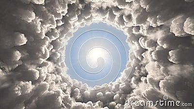 Tunnel in the clouds stock footage. Video of smoke, light - 208736566