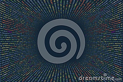Tunnel From Computer Program Code. Programmer Lines Of Code, Java Script, CSS, And HTML. Hacking ...