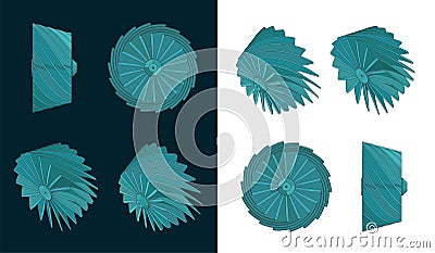 Turbine Impeller Colorful Blueprints Cartoon Vector | CartoonDealer.com ...