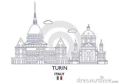 Turin City Skyline, Italy Vector Illustration | CartoonDealer.com ...