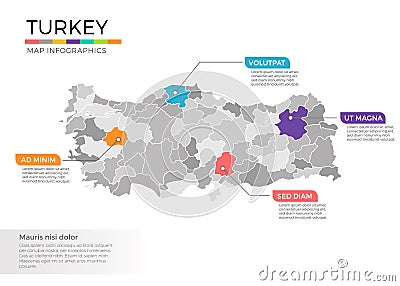Turkey Map Infographics Vector Template With Regions And Pointer Marks ...
