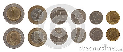 Turkish Coins Isolated On White Royalty Free Stock Image - Image: 26975636