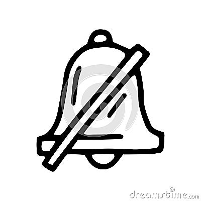 Turn Off Notifications Line Vector Doodle Simple Icon | CartoonDealer ...
