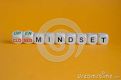 Turned Wooden Cubes And Changes Concept Red Words Closed Mindset To ...