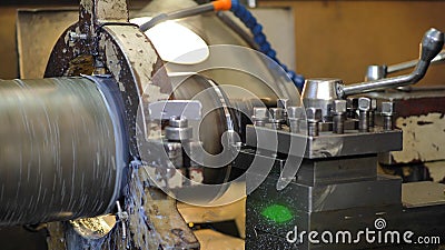 Turning Lathe in Action.Facing Operation of a Brass Blank on Turning ...