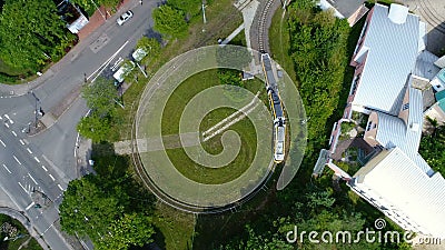 Turning Loop of Tramway - Aerial View Stock Footage - Video of train ...