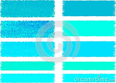 Turquoise Blue Color Palette Art Highlighter Brush Stroke Set Vector ...