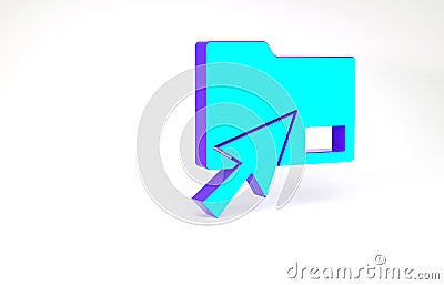 Turquoise Cursor Click Document Folder Icon Isolated On White ...