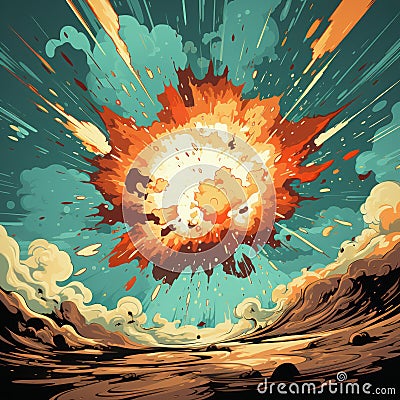 Turquoise Retro Comic Book Style Supernova Explosion Royalty-Free ...