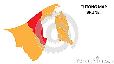 Tutong State And Regions Map Highlighted On Brunei Map Cartoon Vector ...