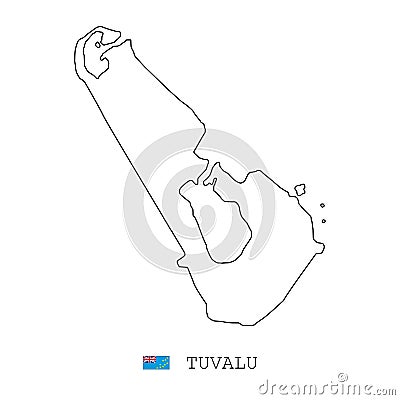 Tuvalu Islands Map Line, Linear Thin Vector Simple Outline And Flag ...