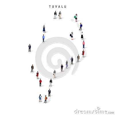 Tuvalu Population Map. Large Group Of People In A Shape Of Map. Flat ...