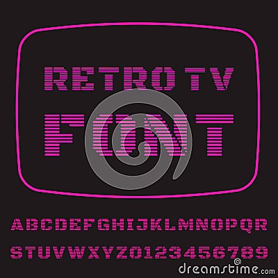 80`s Retro Neon Light Style Glowing Line Font Stock Vector ...
