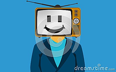TV On The Head Of A Man With Smily Face Stock Photo | CartoonDealer.com ...