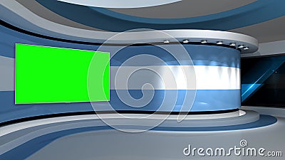 TV Studio. Light Blue Background. Loop Animation. 3D Stock Footage ...