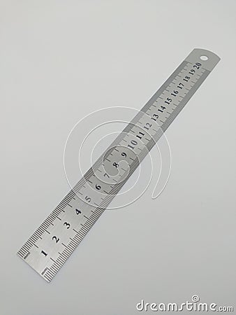 A Twenty-centimeter Iron Ruler Was Captured In A Mini Studio With A ...