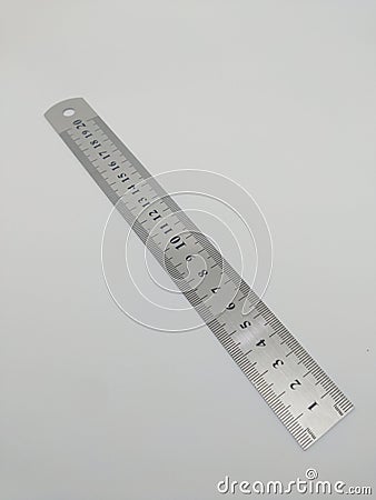 A Twenty-centimeter Iron Ruler Was Captured In A Mini Studio With A ...