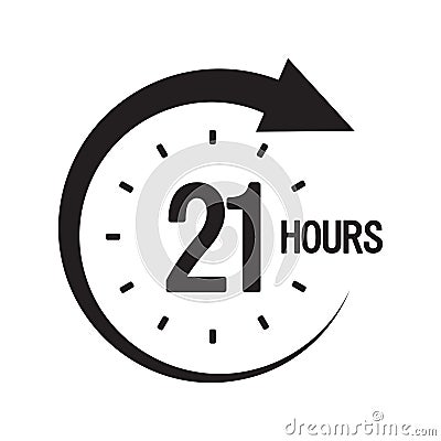 Twenty One Hours Icon. Bold 21 Text. Circular Clock Symbol. Countdown ...