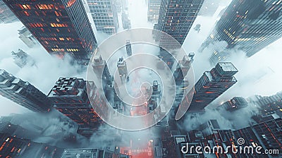 Twisted Buildings And Gravity Distortions In Urban Square Royalty-Free ...