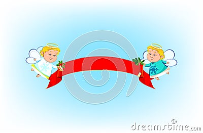 Two Angels Flying And Holding A Banner Stock Photos - Image: 28053073