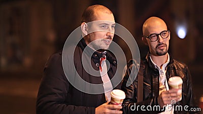 Two Bald Guys Pose for the Camera in the Evening Stock Footage - Video ...