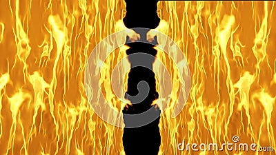 Two Burning Walls of Fire with a Black Corridor. Looped Video Stock ...