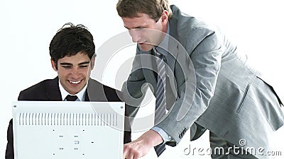 Two Colleagues Helping Each Other in an Office Stock Footage - Video of ...