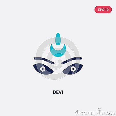 Two Color Devi Vector Icon From India Concept. Isolated Blue Devi ...