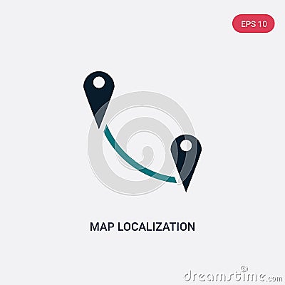 Two Color Map Localization Vector Icon From Maps And Flags Concept ...