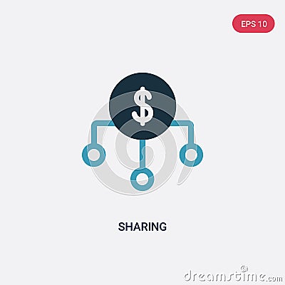Two Color Sharing Vector Icon From Payment Concept. Isolated Blue ...