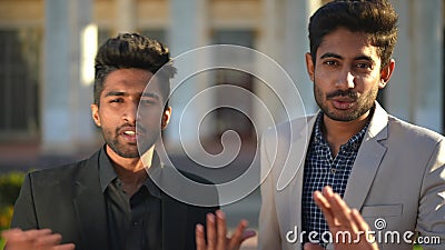 Two Confident Successful Middle Eastern Young Men Talking Looking at ...