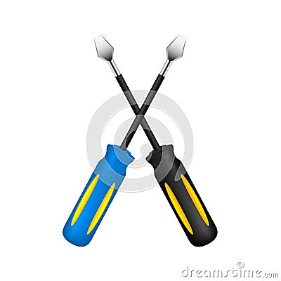 Two Crossed Screwdrivers Cartoon Vector | CartoonDealer.com #48928113
