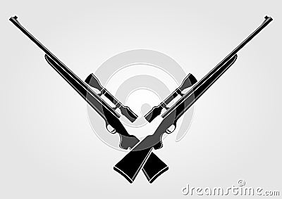 Two Crossed Sniper Rifles Isolated On White Background. Vector ...