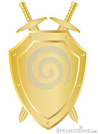 Two Crossed Swords Behind The Shield Stock Photos - Image: 14294923