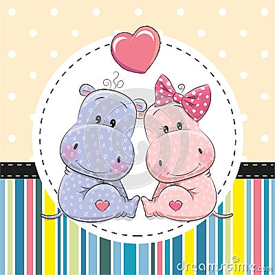 Two Cute Cartoon Hippos Vector Illustration | CartoonDealer.com #86167152