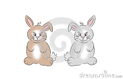 Two Cute Rabbits Cartoon Stock Illustration - Image: 50386746