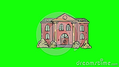 Two Different Buildings Comparison Cartoon Animation Isolated on Green ...