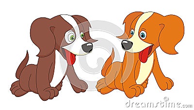 Two Dogs Cartoon Vector Illustration Stock Photos - Image: 12482183