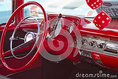 Two Door 57 Chevy Red Interior Editorial Photography - Image: 25841427