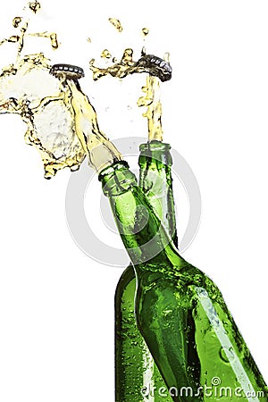Two Exploding Beer Bottles Stock Photos - Image: 19135303