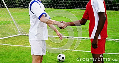 Two Football Players Shaking Hands Stock Footage - Video of competitor ...
