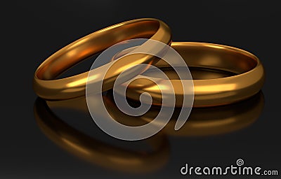Two Golden Wedding Rings On Dark Background Stock Photo | CartoonDealer ...