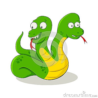 Two Headed Snake Cartoon Vector | CartoonDealer.com #21344141