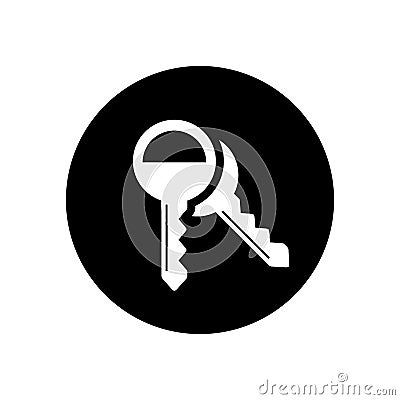 Two Key Icon On Black Circle. Activation Sign Symbol Vector ...