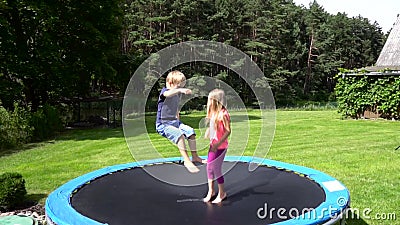 Two Kids Jumping on Trampoline Stock Footage - Video of people, freedom ...
