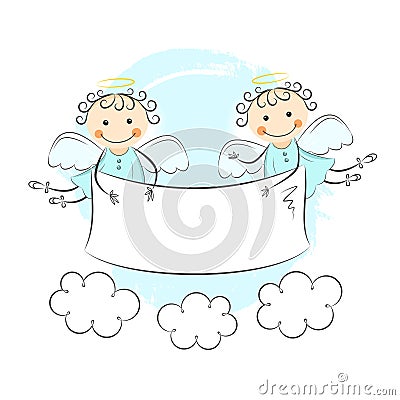 Two Little Angels Vector Illustration | CartoonDealer.com #32136372