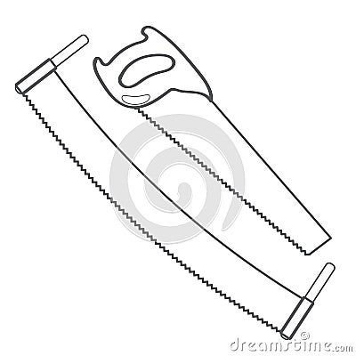 Two-man Saw Outline Drawing Royalty-Free Stock Image | CartoonDealer ...